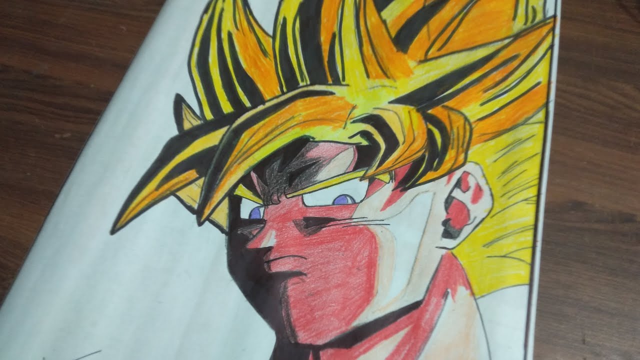 Drawing Goku in super siyan mode. - YouTube