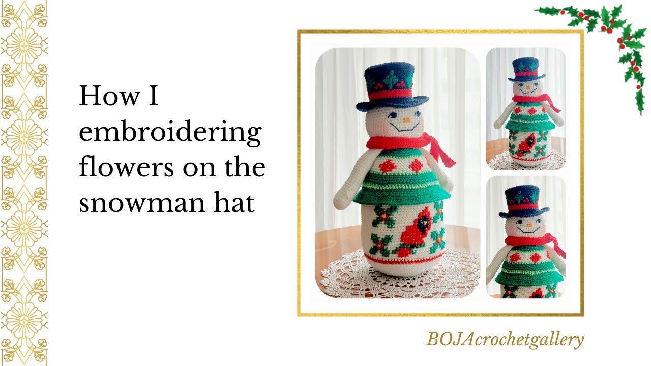 How I embroidering flowers on the snowman hat - YouTube