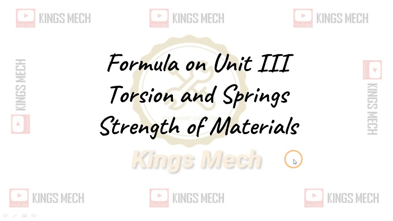 Unit iii Torsion and springs formula decoding - YouTube