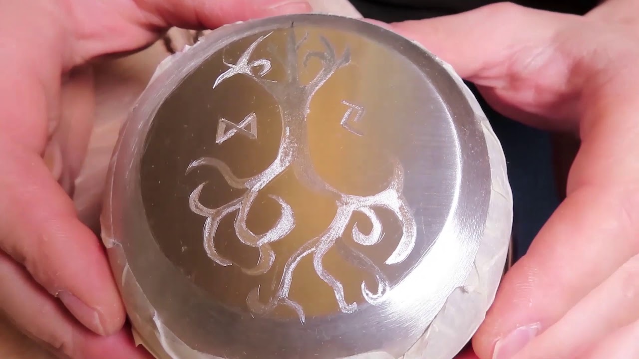 Super easy engraved viking shield boss out of a stainless steel bowl ...