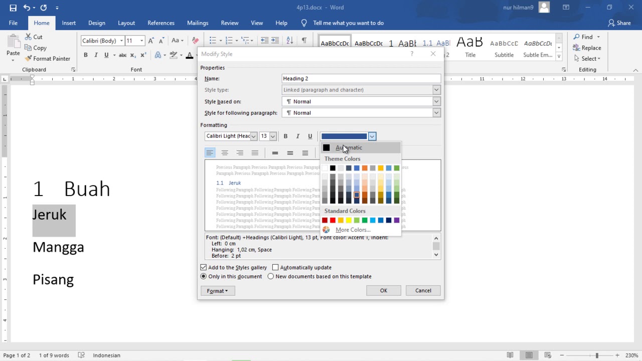 Membuat Daftar Isi di Microsoft Word - YouTube