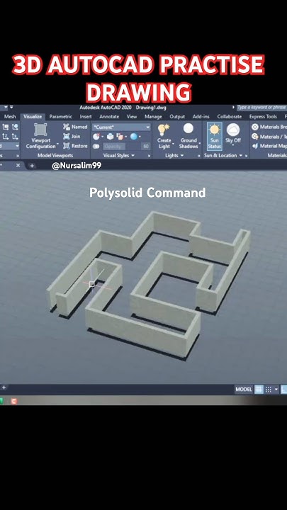 3D AUTOCAD PRACTISE DRAWING | Polysolid Command. - YouTube