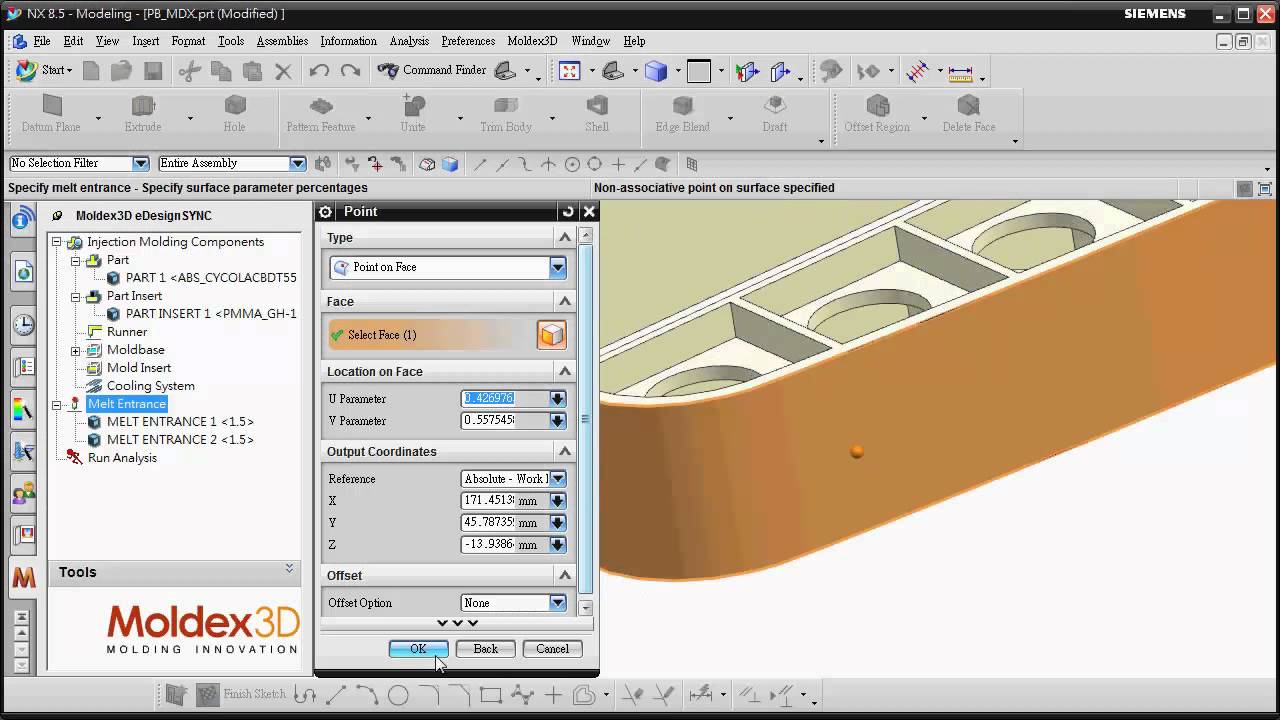Moldex3D eDesignSYNC for NX Tutorial_Only Melt Entrance - YouTube