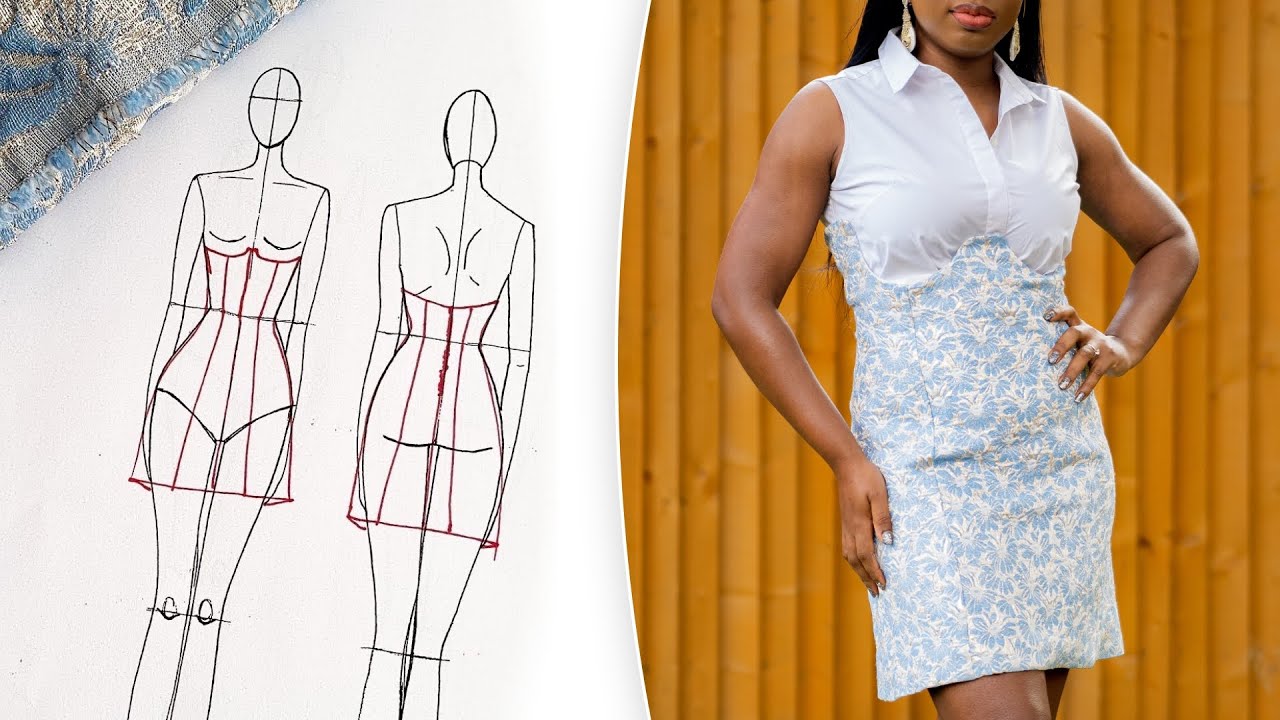 Under Bust Wire Corset Style Skirt With Boning Tutorial - YouTube