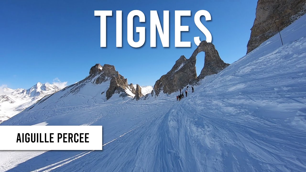 Skiing 'aiguille percée' ski route in Tignes Val d'Isere. - YouTube