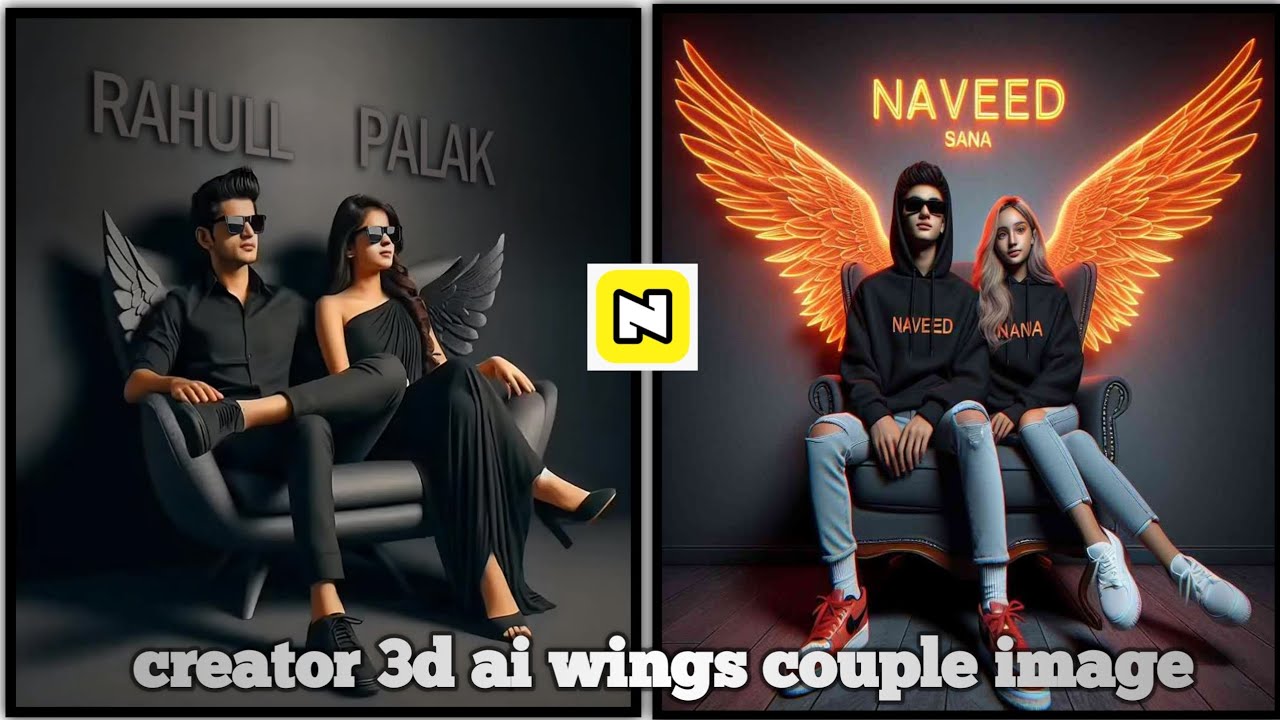 How to create creator 3D ai wings couple image || 3D ai wings name ...