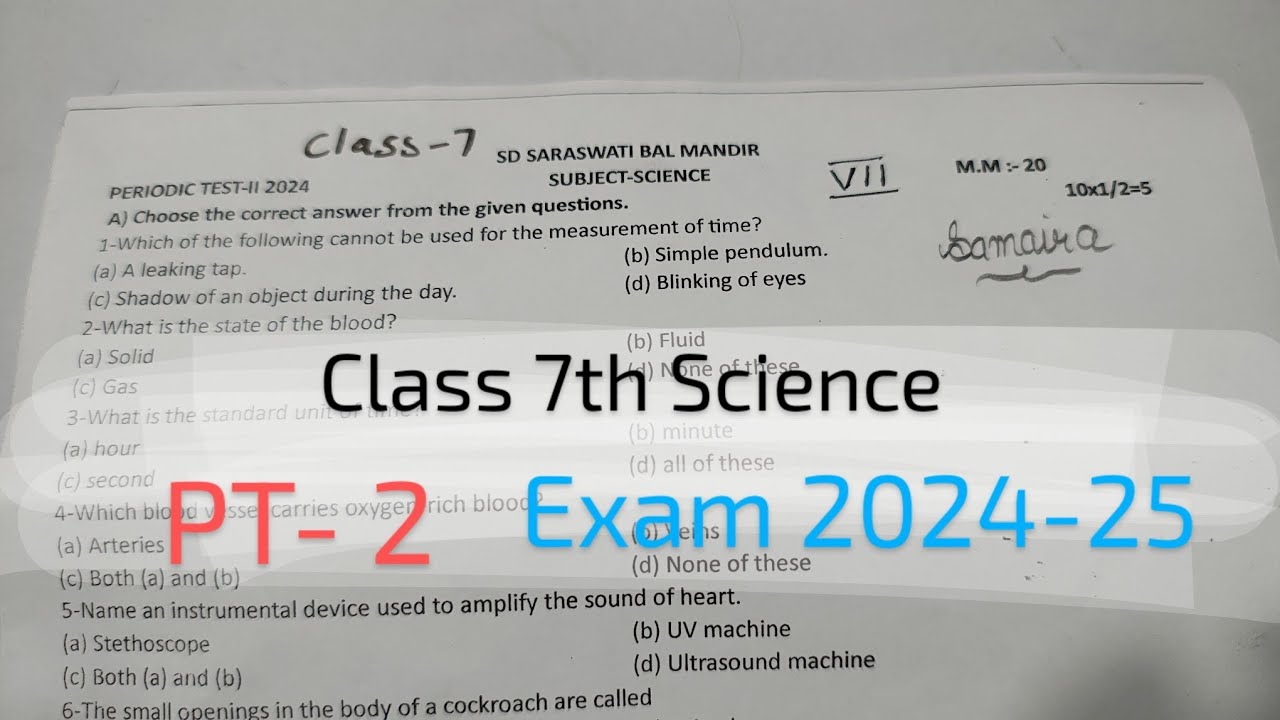 Class 7th Science PT 2 Exam Paper 2024-25/class 7 science PT -2 ...