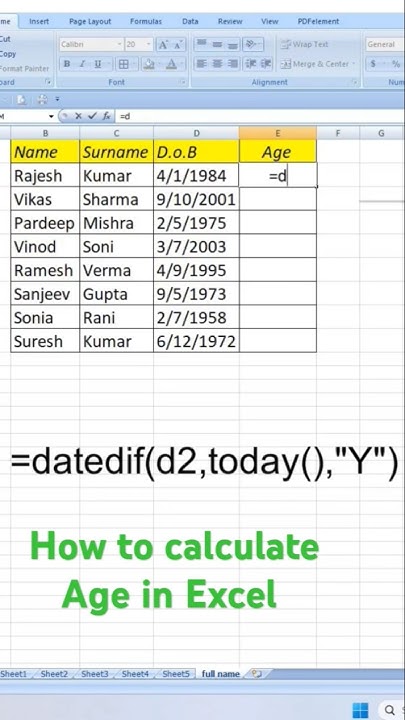 How to Calculate Age in Microsoft Excel #excel #exceltips #exceltricks #msword - YouTube
