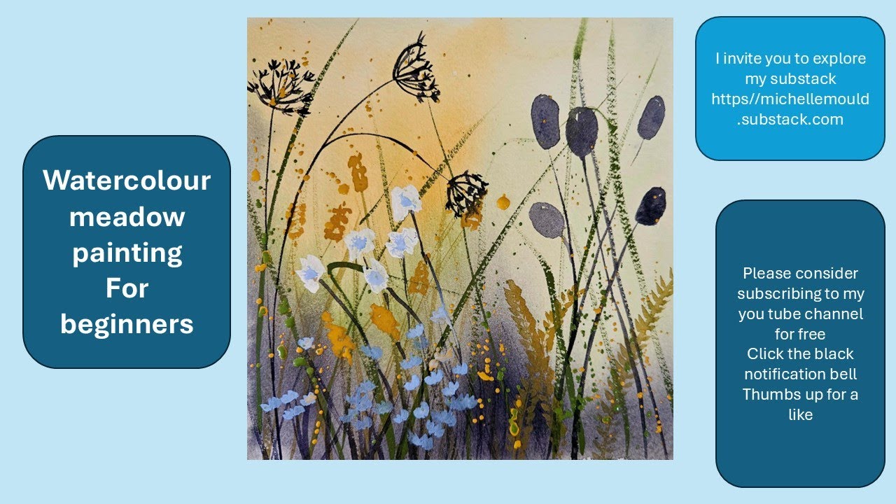 Watercolour Meadow Painting - beginners - YouTube
