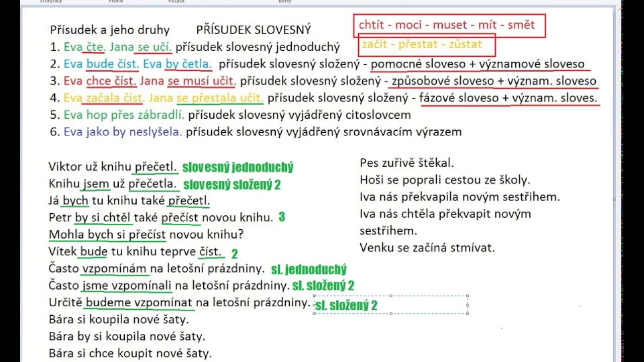 Přísudek slovesný jednoduchý a slovesný složený - YouTube