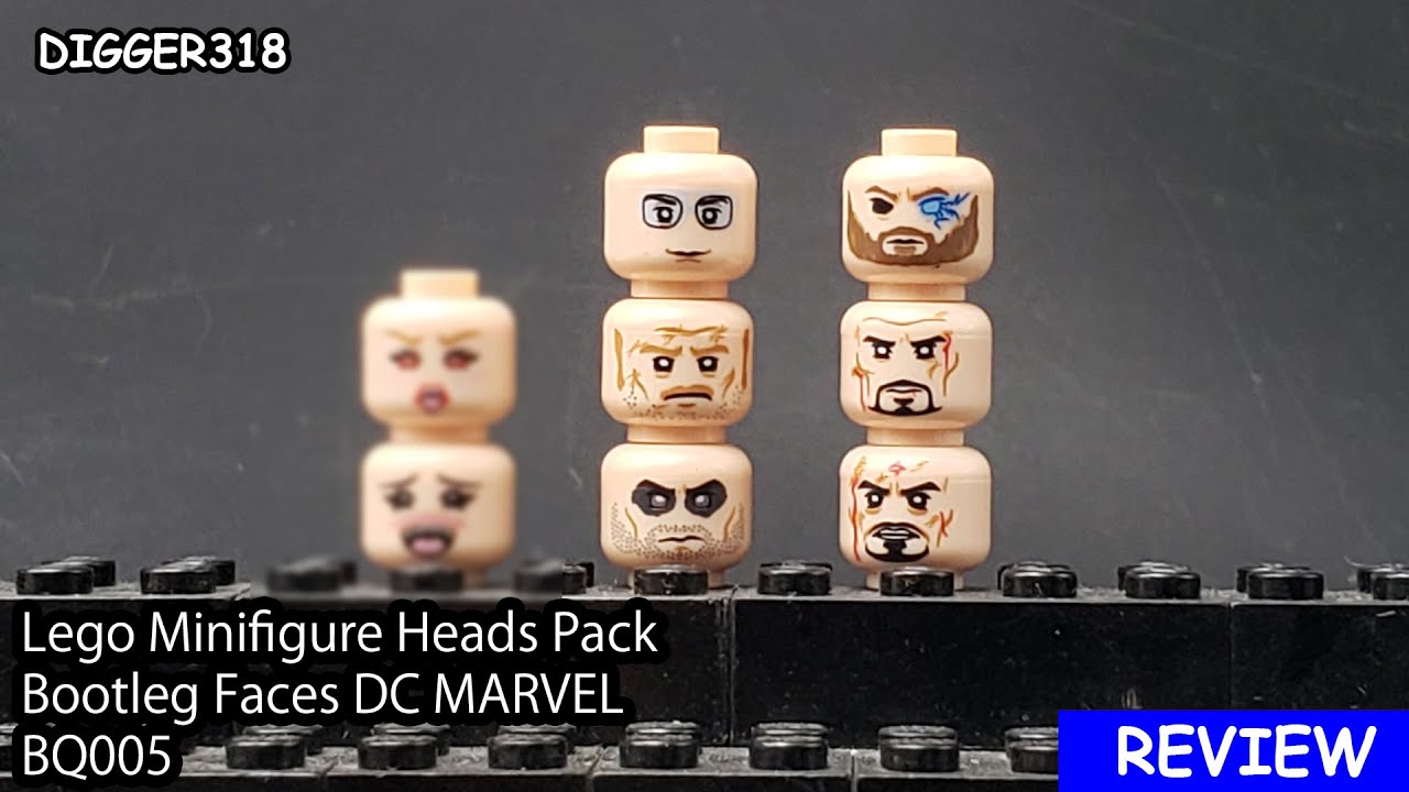 Lego Minifigure Heads Pack Bootleg Faces DC MARVEL BQ005 Toy Review 4K ...