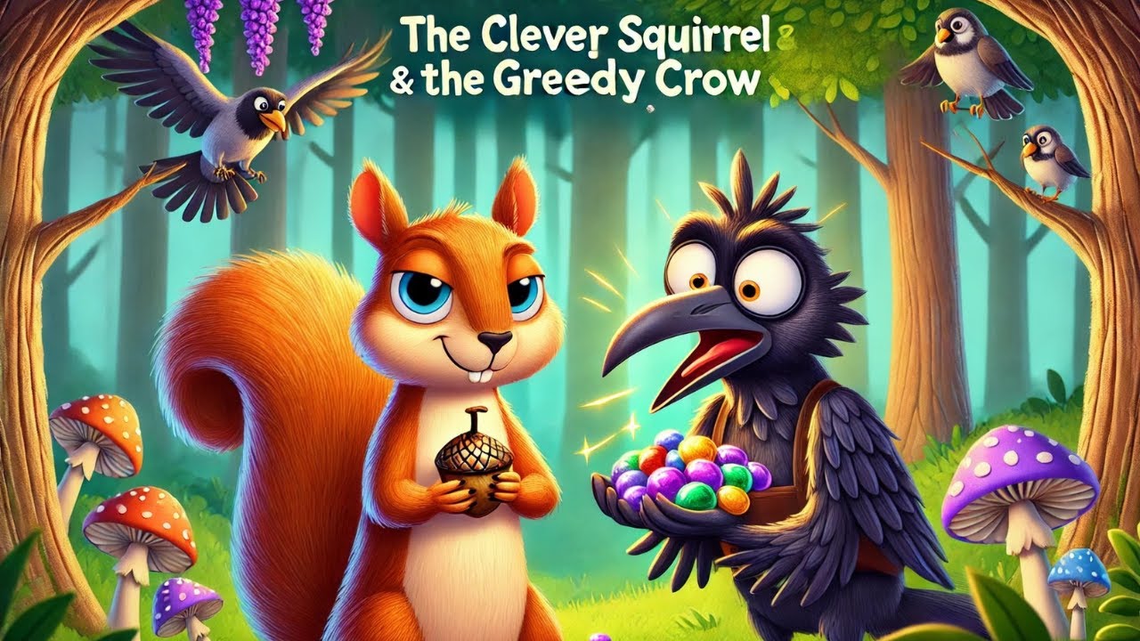 The Clever Squirrel & The Greedy Crow | Funny Moral Story for Kids! # ...