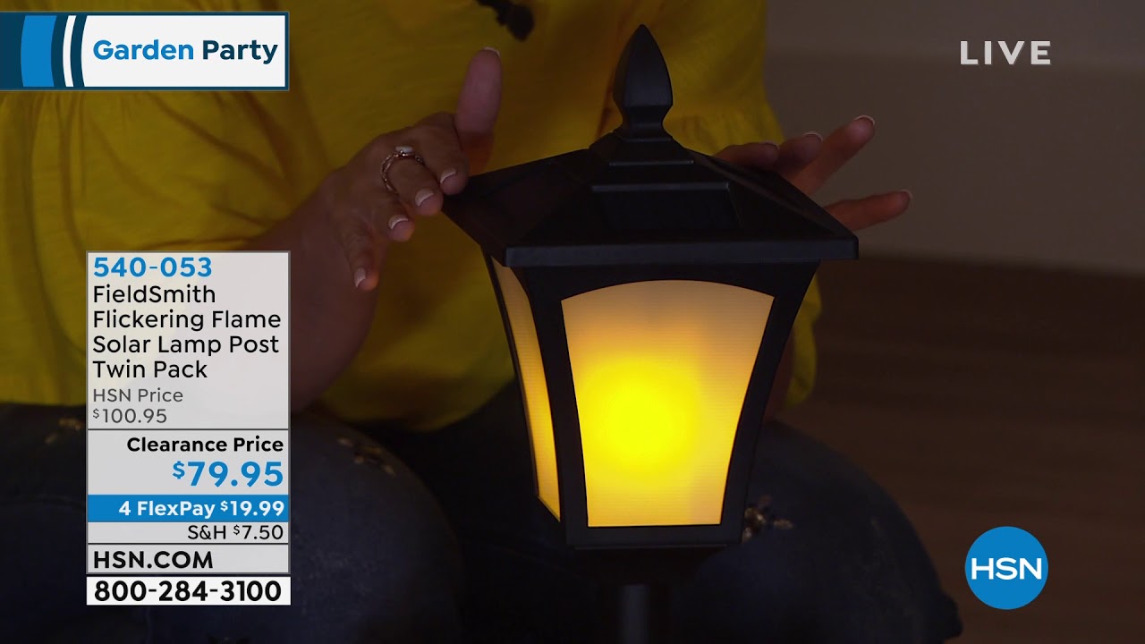 FieldSmith Flickering Flame Solar Lamp Post Twin Pack - YouTube