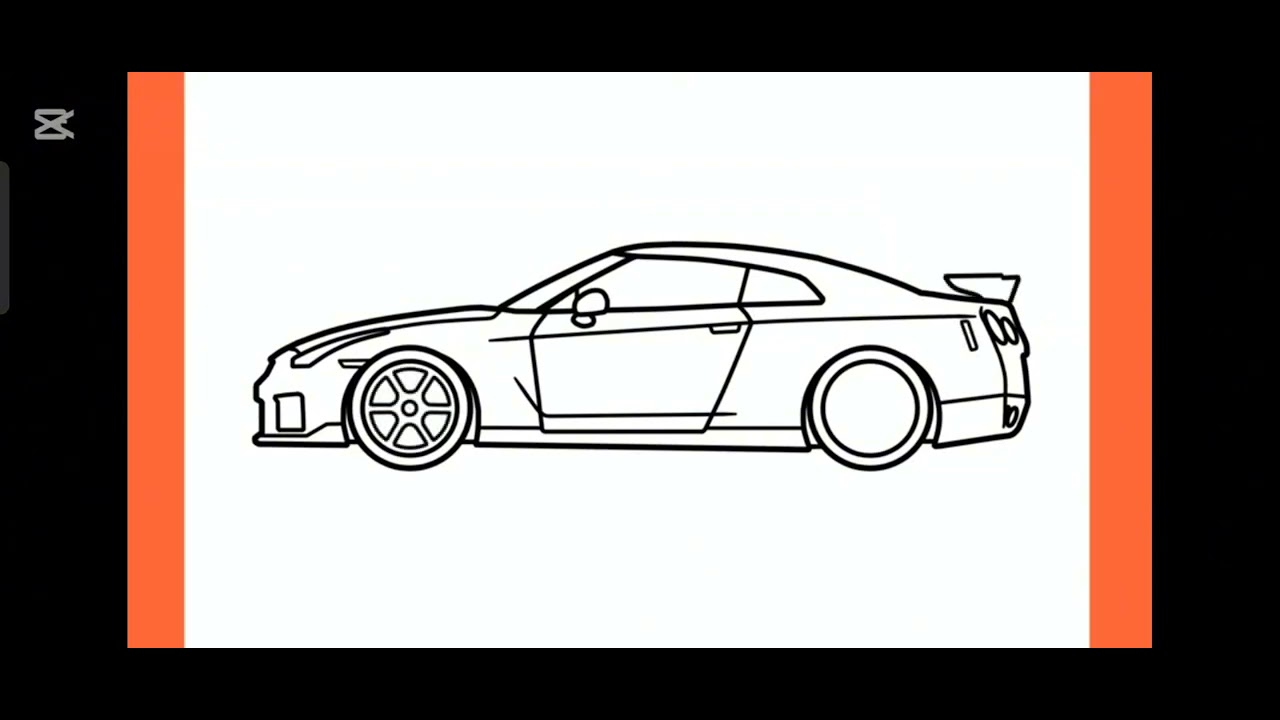 how to draw Nissan GT-R step by esey - YouTube