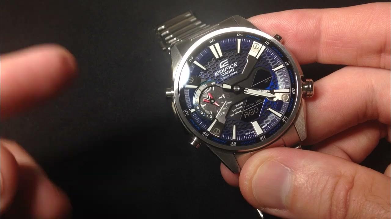 Casio Edifice (ECB-S100D): Adjust backlight time (1.5 vs. 3 seconds) - YouTube