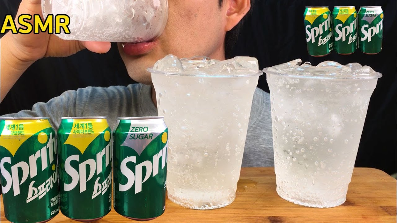 [ASMR]스프라이트 음료수 얼음컵 원샷 먹방(NO TALKING) SPRITE Carbonated Drinks DRINKING ...