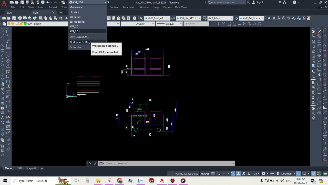 Xác định vị trí File WorkSpace trên Mechanical AutoCad để thiết lập các ...