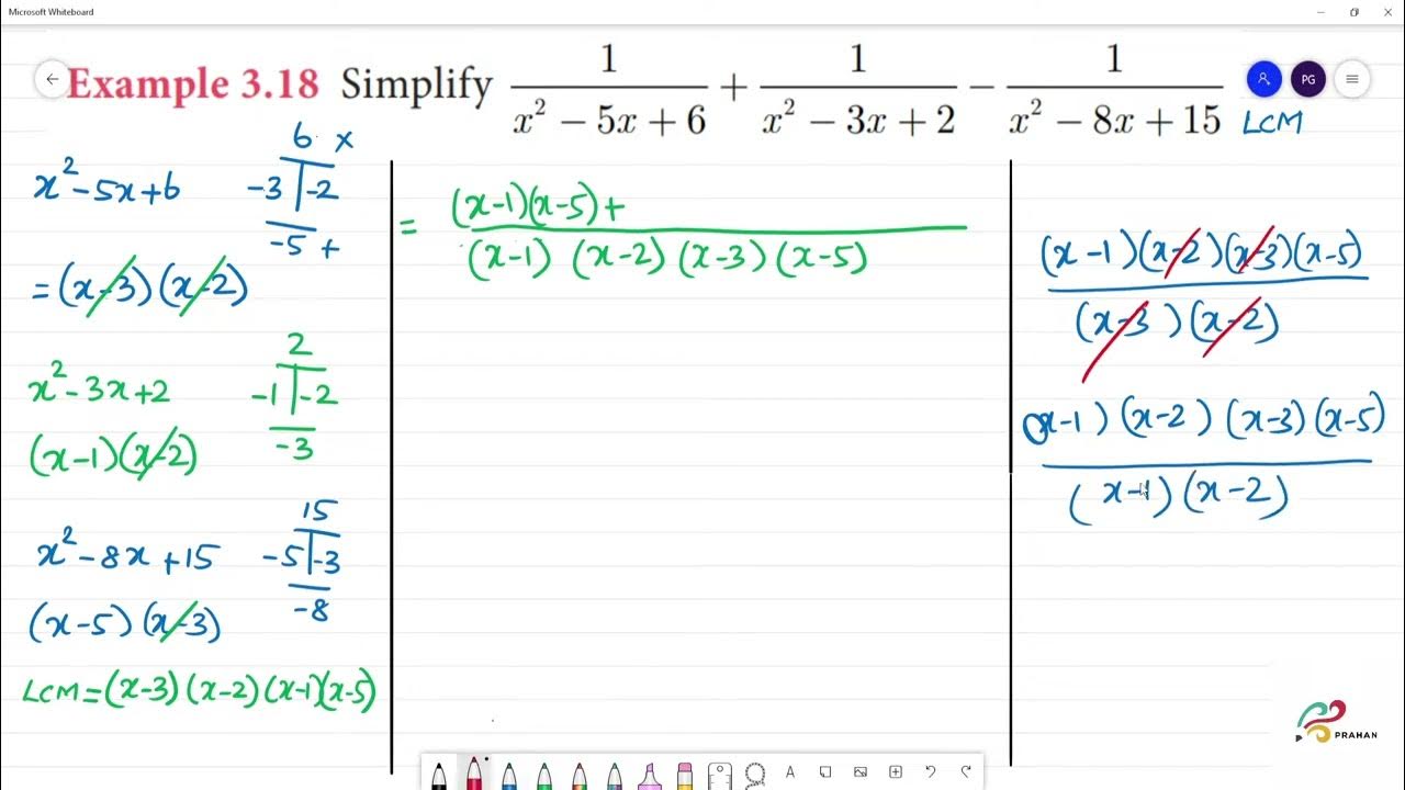 class-10-tn-3-algebra-example-3-18-simplify-1-x-2-5x-6-1-x-2-3x-2