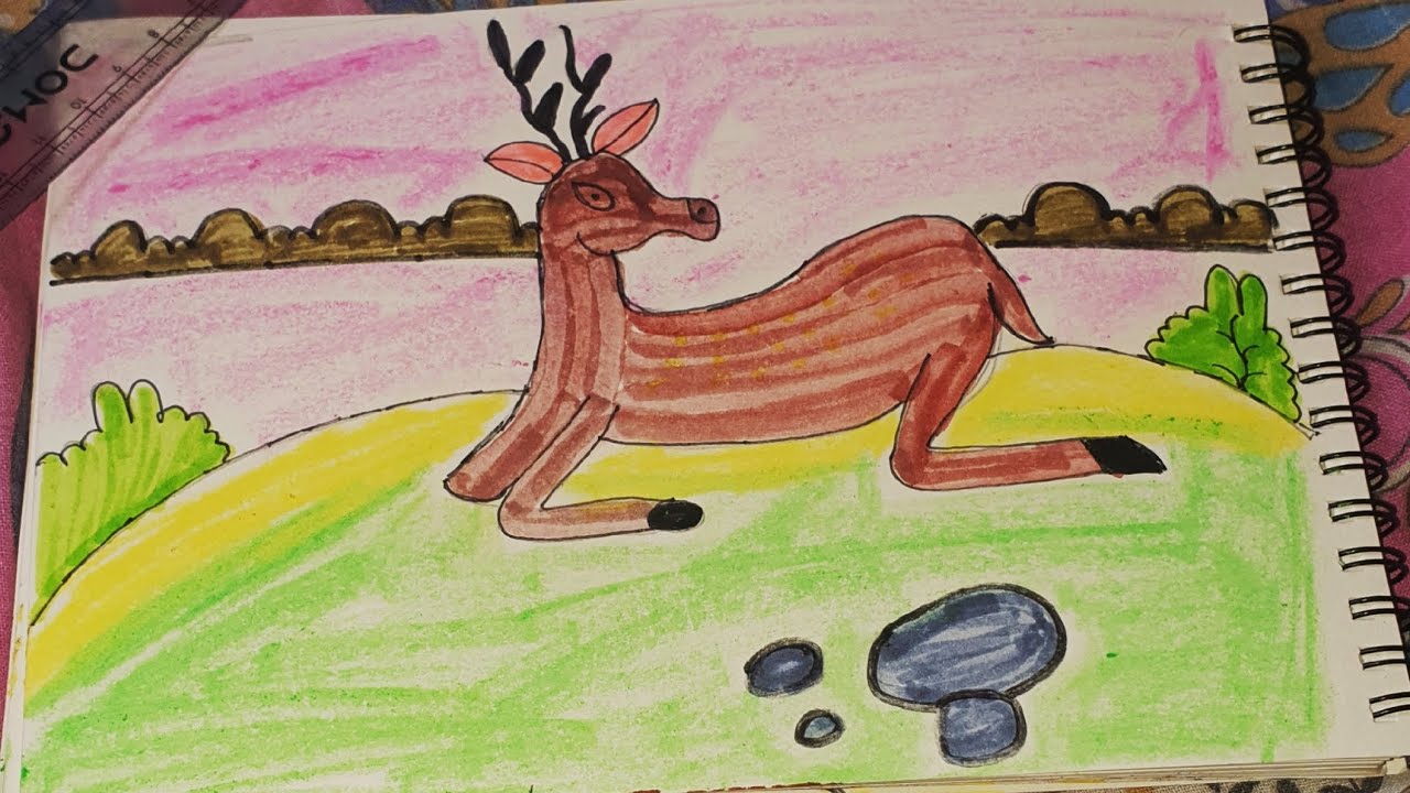 How To Draw Deer Scenery drawing l Step-by-step Deer l Deer Scenery ...