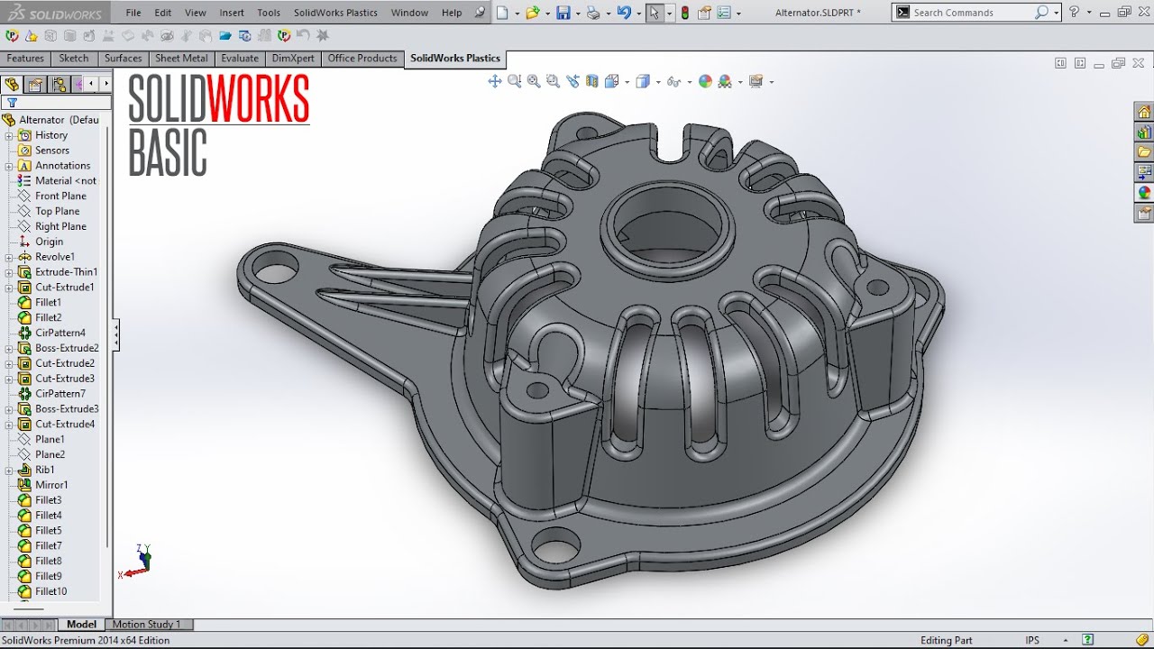 SolidWorks Alternator Cover Design | SolidWorks Basic Mechanical Part ...