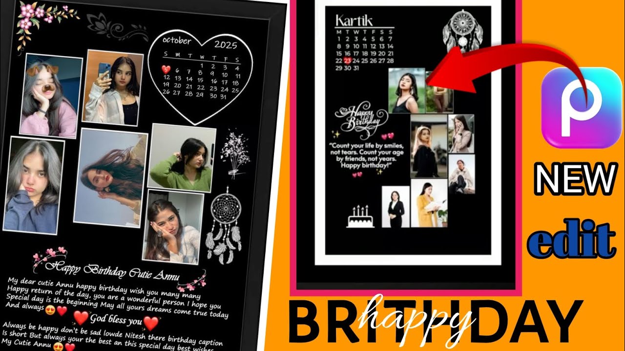 Birthday Photo Editing | Picsart Birthday Calendar Editing | Happy ...