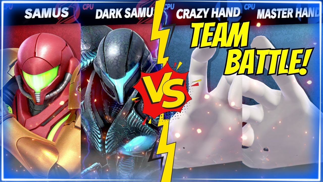 INSANE TEAM BATTLE! 🤯 Samus & Dark Samus vs. Master Hand & Crazy Hand in Smash Bros. Ultimate! 🎮 ...