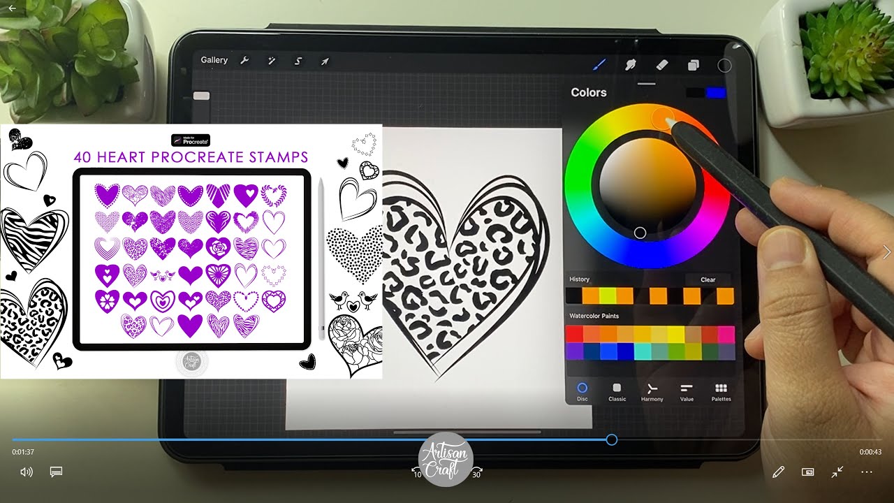 Make leopard print heart with Procreate stamp - YouTube
