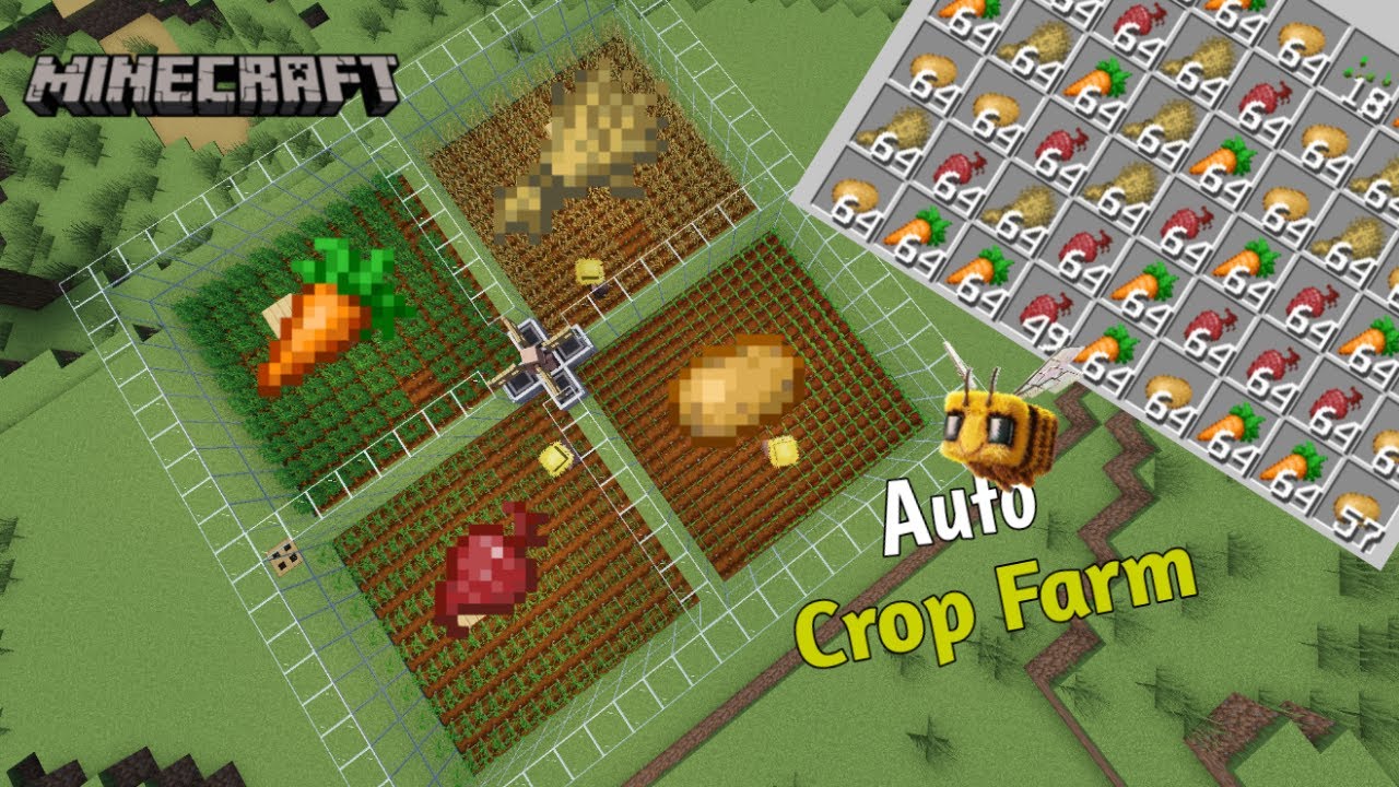 How to Build an Automatic Crop Farm in Minecraft [ Survival Friendly ...