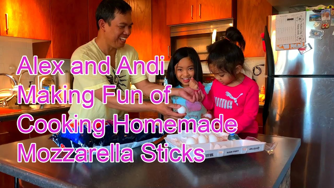 Alex and Andi making fun of cooking Mozzarella Sticks - YouTube