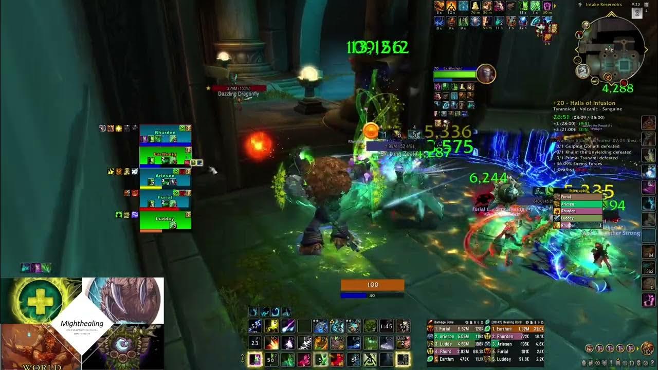 20+ Halls of Infusion, Tyrannical, Volcanic, Sanguine. Resto Druid PoV. - YouTube