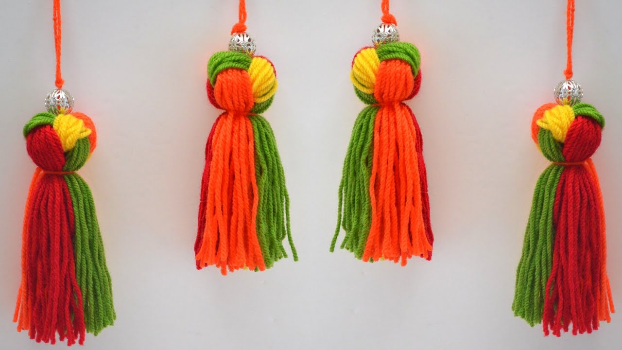 Easy and beautiful Yarn craft decor idea | Yarn decor DIY | Yarn ...