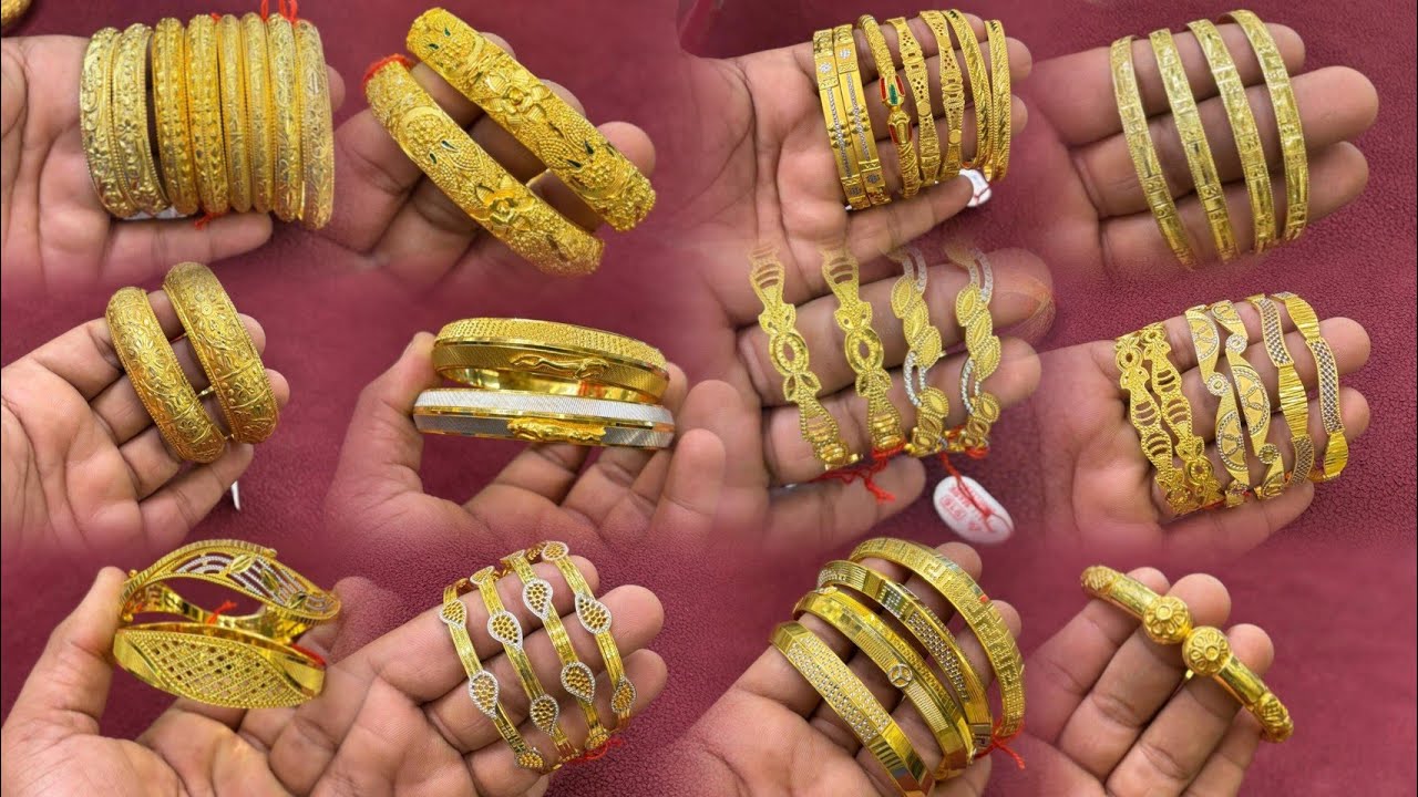 1Gram Lightweight Gold Full Cover Bala/Churi/Bauti & Panjabi Kada With ...