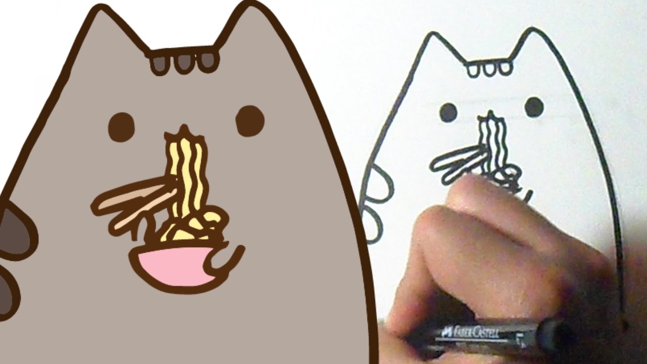 Cómo dibujar al Gato Pusheen Maruchan Kawaii - YouTube