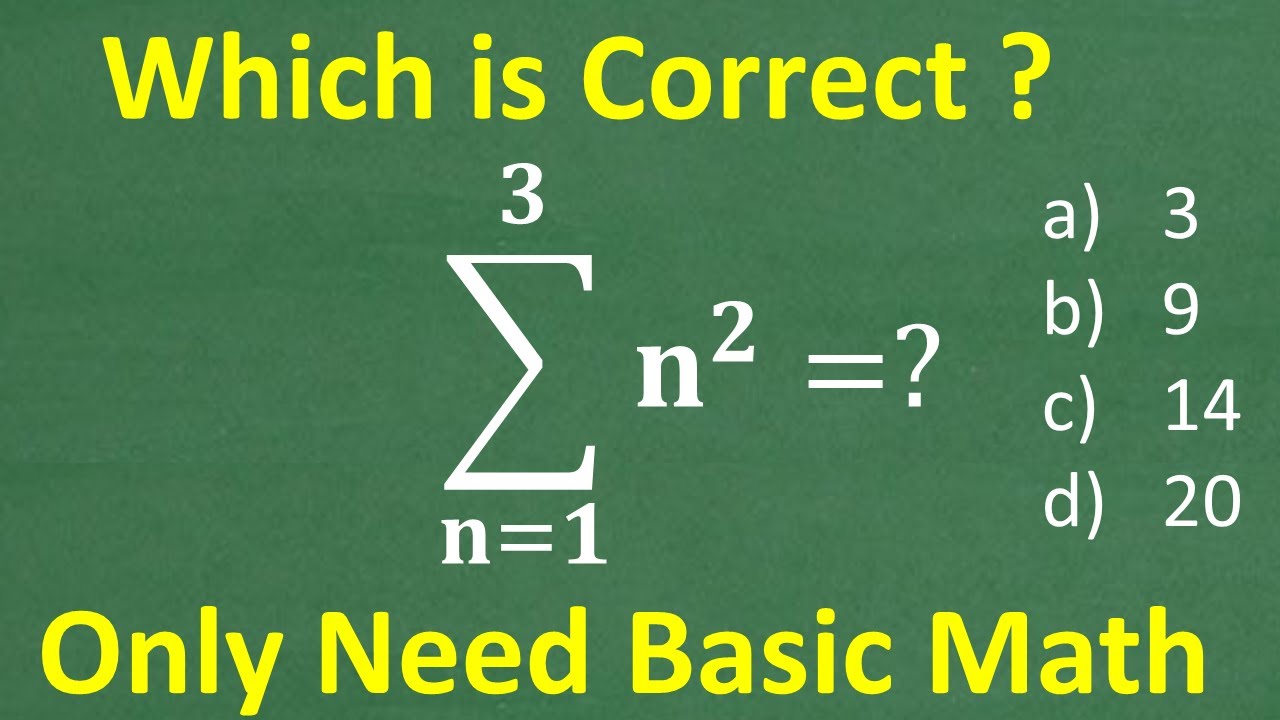 SUM 1 Squared 2 Squared 3 Squared Basic Math YouTube