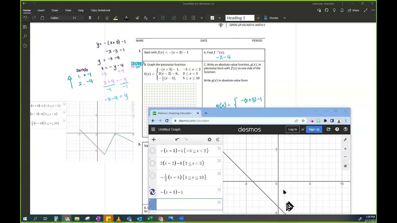 Write and Graph Piecewise, Absolute Value and Inverse Functions p2 ...