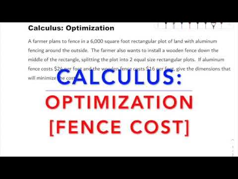 Calculus: Optimization [Cost of a Fence] - YouTube