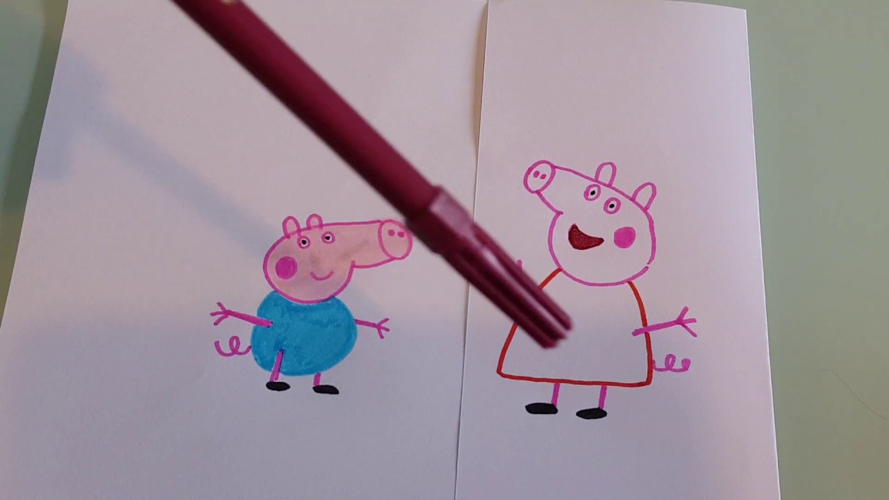 como desenhar a peppa pig e seu irmao ,George - YouTube