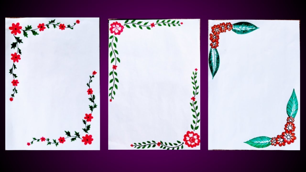 3 beautiful flower🏵️ corner design| design for project paper| you can ...