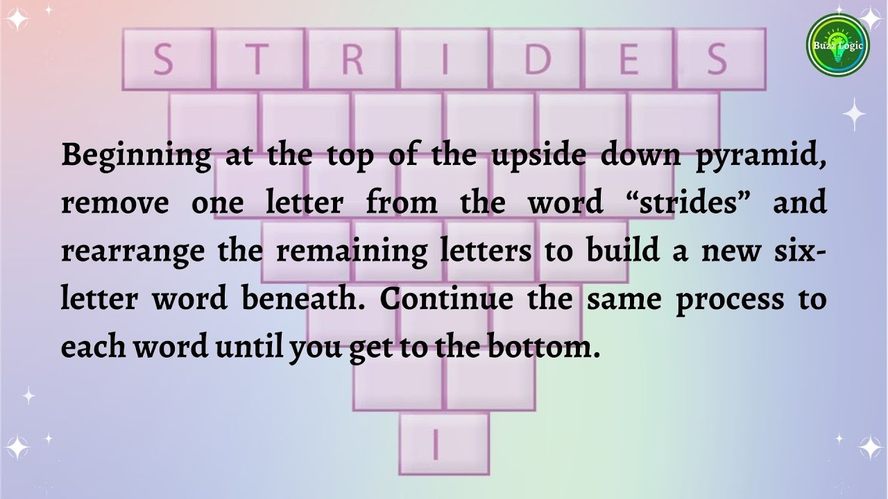 Word Puzzle 2 | STEPDOWN WORD GAME | Buzz Logic - YouTube