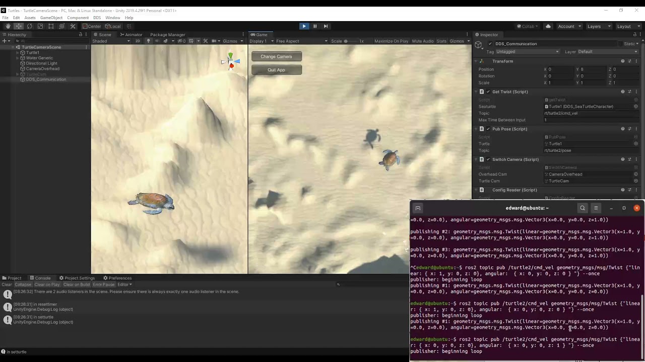TurtleSim Unity3D style - moving turtle with ROS2-topic - YouTube