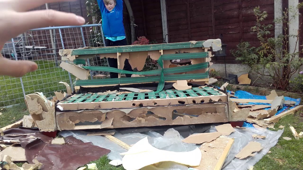 Smashing up the old couch - YouTube