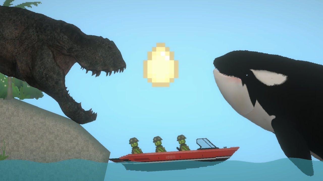 MELON VS T-REX & ORCA In ENDLESS OCEAN | MELON PLAYGROUND 35.0 - YouTube