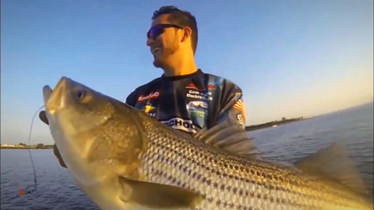 Striper fishing where NOBODY FISHES!! CHODES in 4 feet of water!! - YouTube