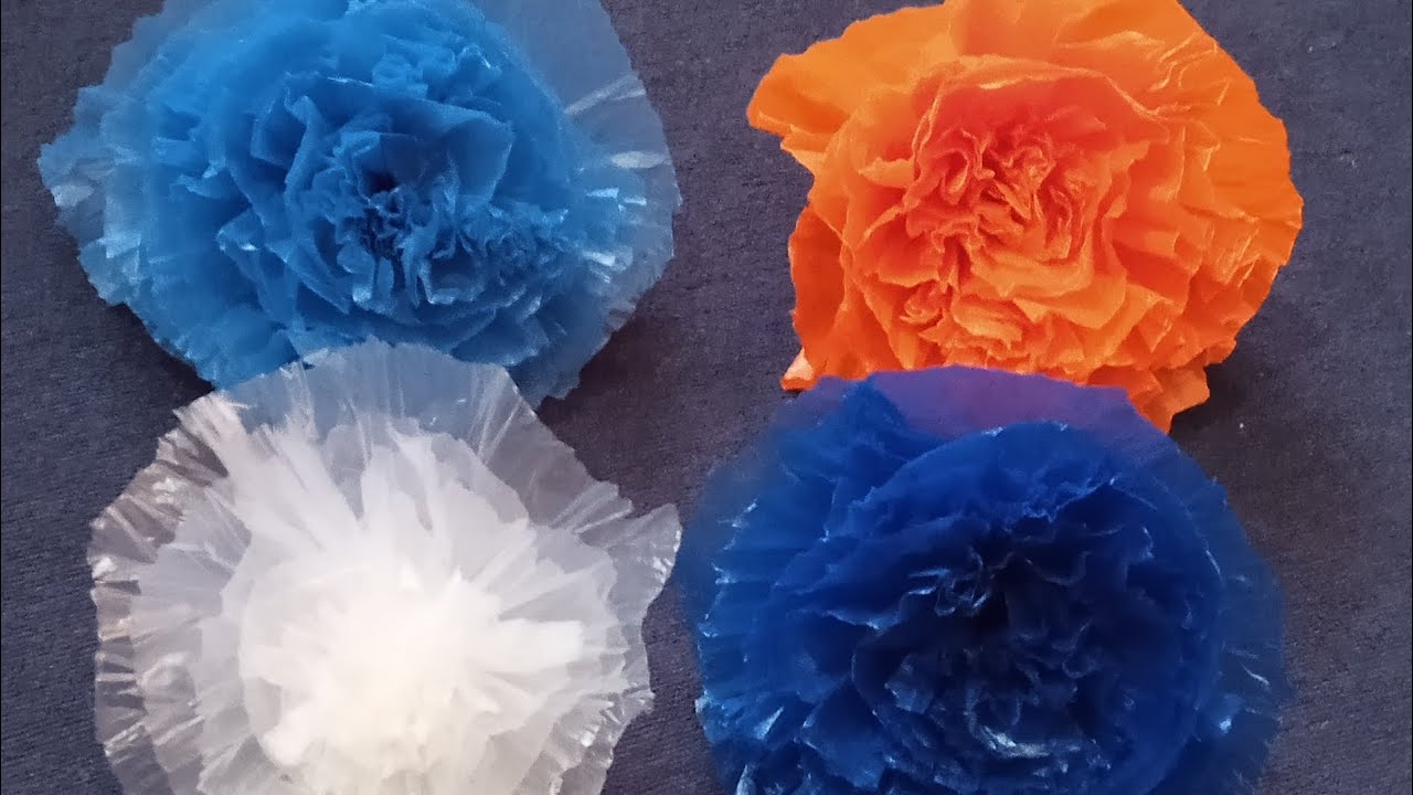 how to make flowers with plastic covers#best out of waste - YouTube