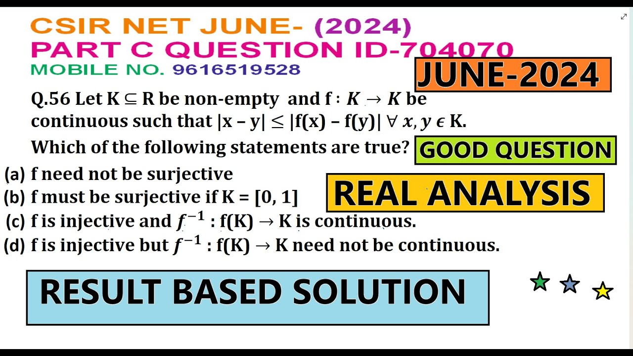 Csir Net June 2024 Real Analysis Solution Part C Question Id 704070 Csirnetjune2024