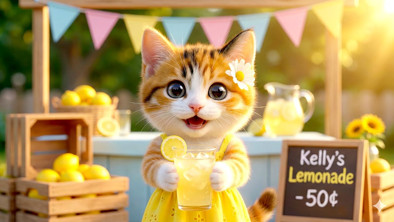 Cute Kitten’s First Lemonade Stand 🍋💛 | A Kind and Cute Cat Story For ...