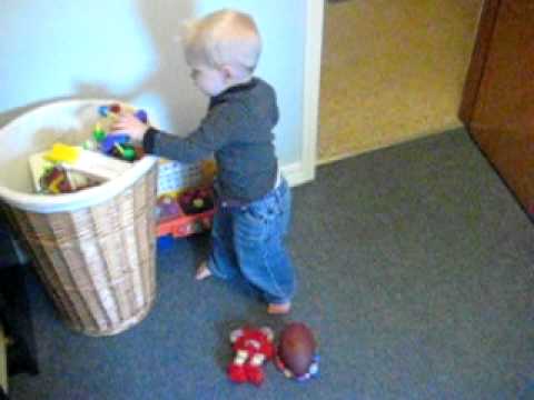 Toddler Boy sings Clean up, Clean up, Everybody do your share - YouTube