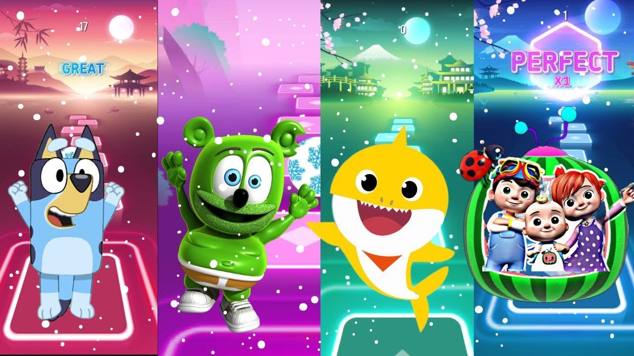 The best bluey, gummy bear, baby shark, cocomelon | the tiles hop edm ...