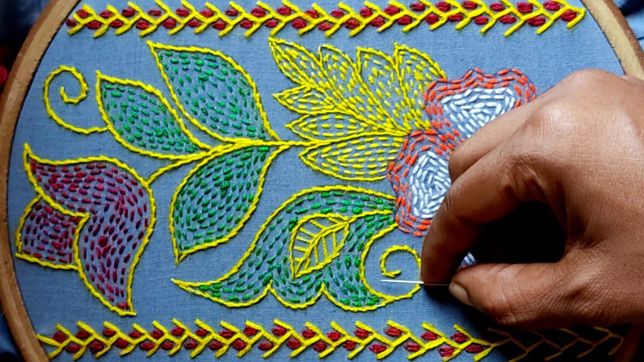 Hand embroidery so attractve nakshi kantha design stitch ...