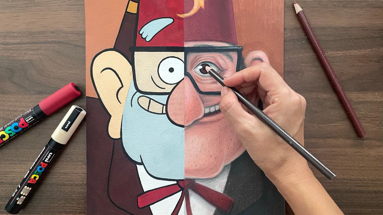 Drawing Grunkle Stan from Gravity Falls But in 2 different styles # ...